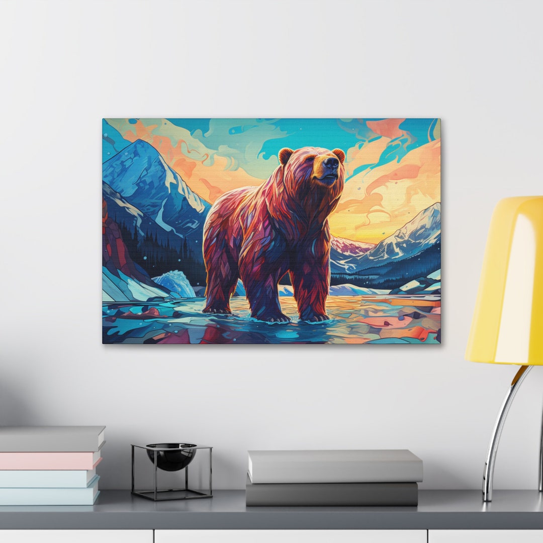 Glacier Bear Canvas Gallery Wrap, Abstract Bear Art, Alaska Wall Art ...
