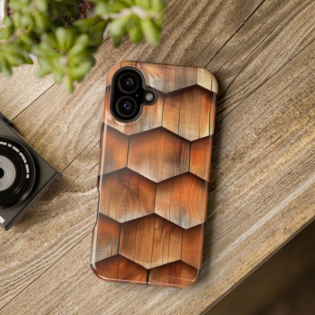 IPhone 16-13 Cedar Hexagon Pattern Magnetic Tough Case Magsafe iPhone ...