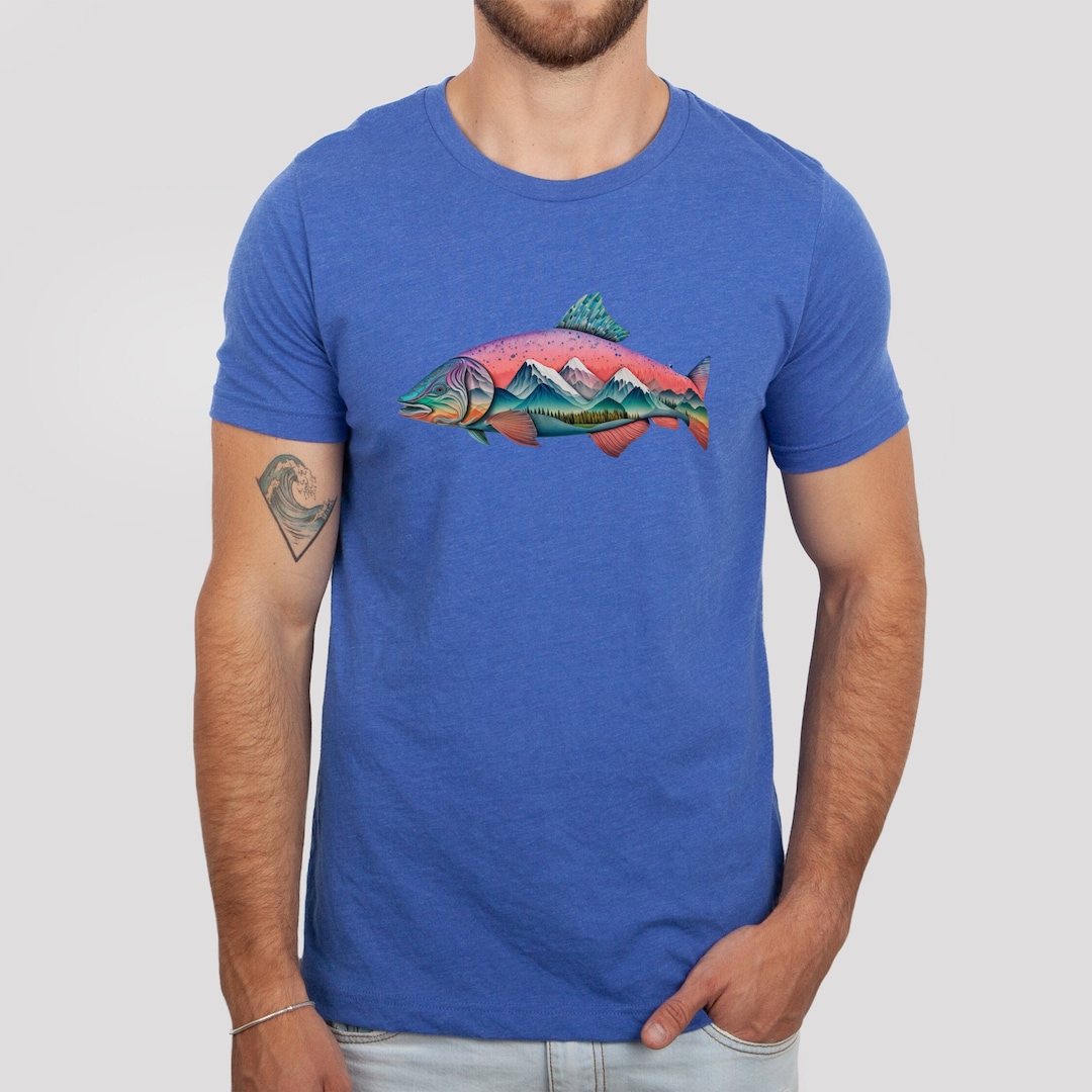 Unisex Salmon Mountain Tee, Salmon T-shirt, Alaska Wild Salmon Shirt ...