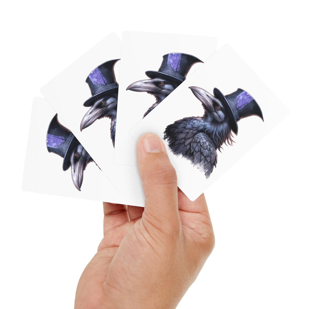 Raven Poker Cards Dressed up Raven Playing Cards Raven Lover Gift ...