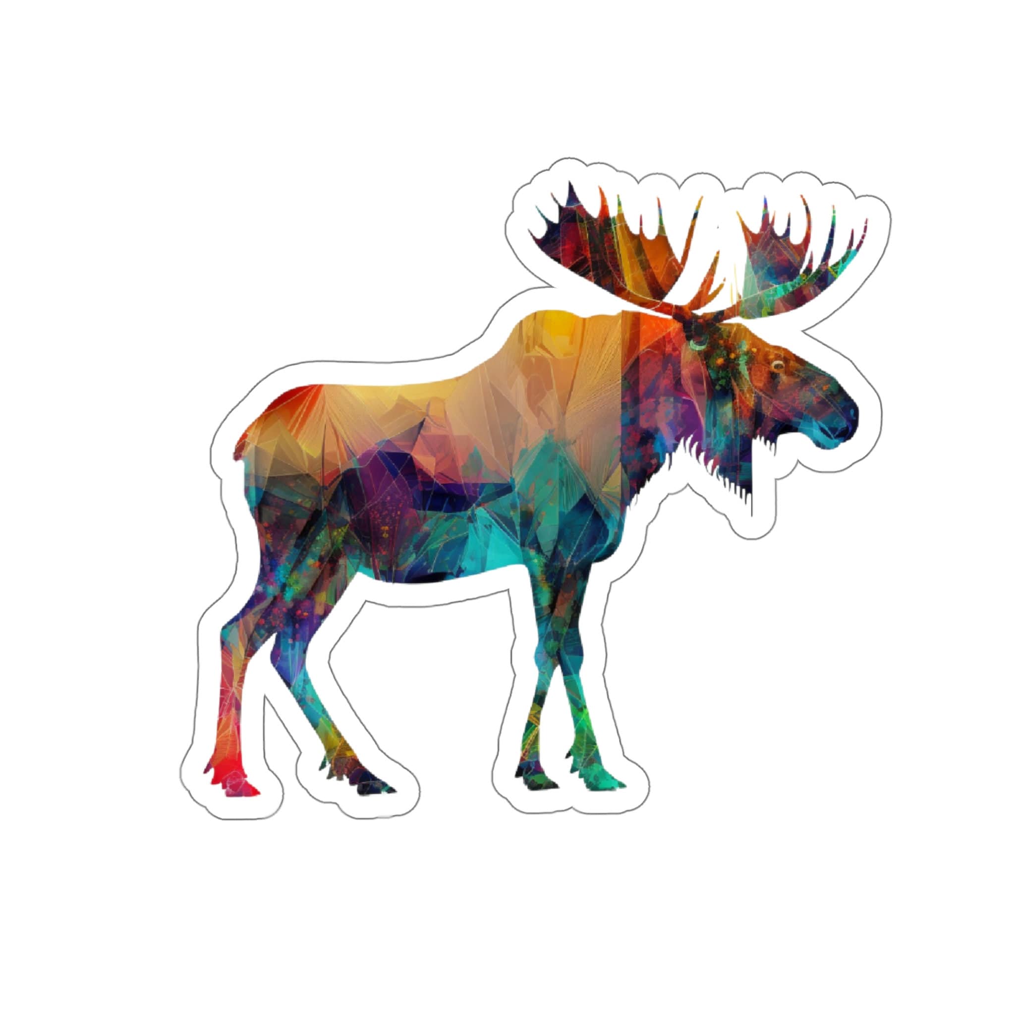 Moose Sticker Colorful Moose Sticker Kiss-cut Stickers - Etsy