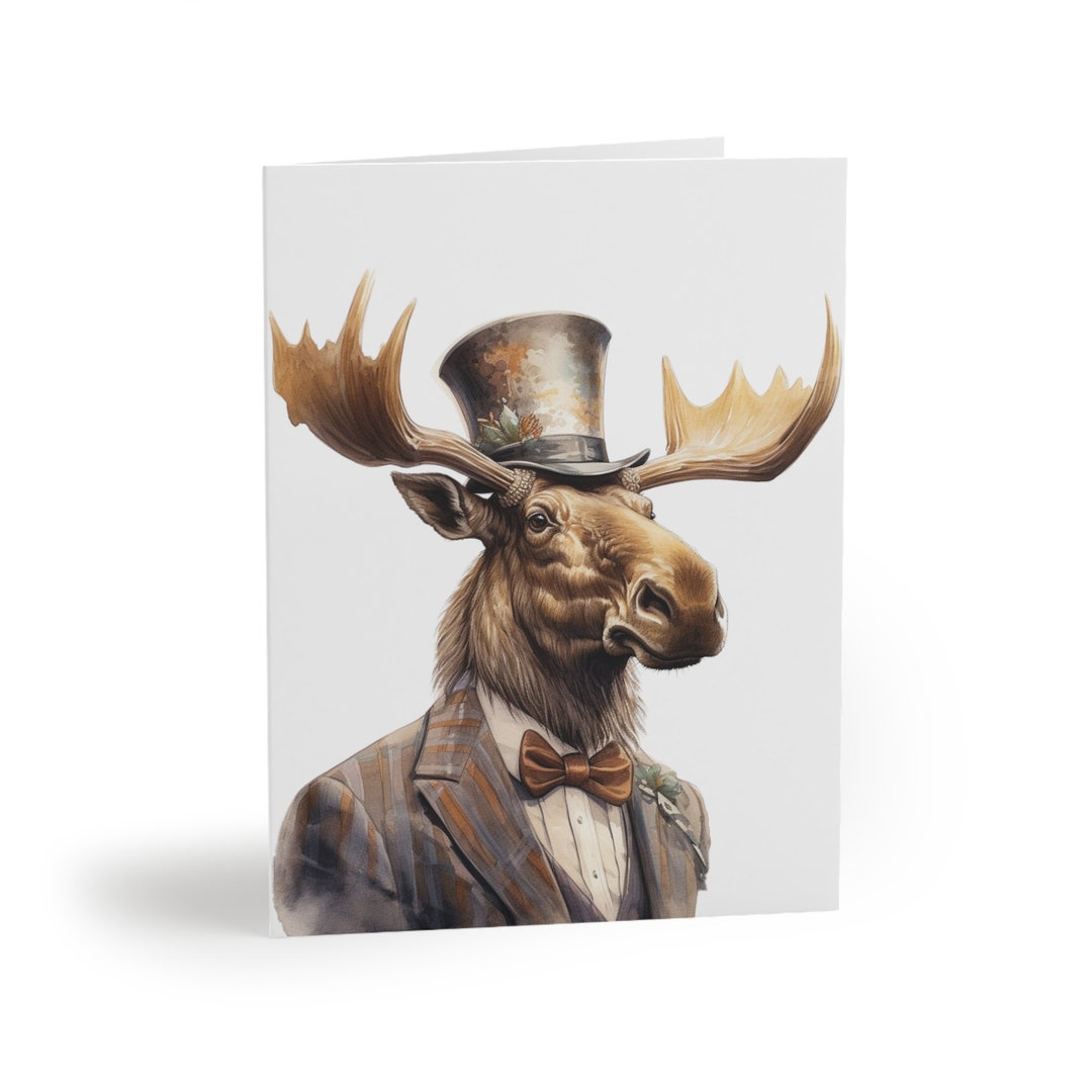 Moose Greeting Cards (8, 16, and 24 Pcs), Funny Moose Gift Card, Moose ...