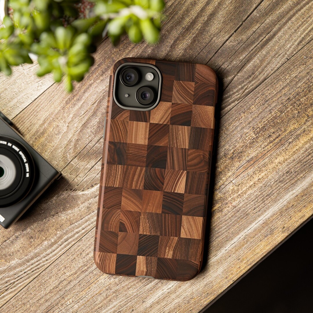 Walnut Butcher Block Printed Tough iPhone Case Wood Grain Phone Case ...