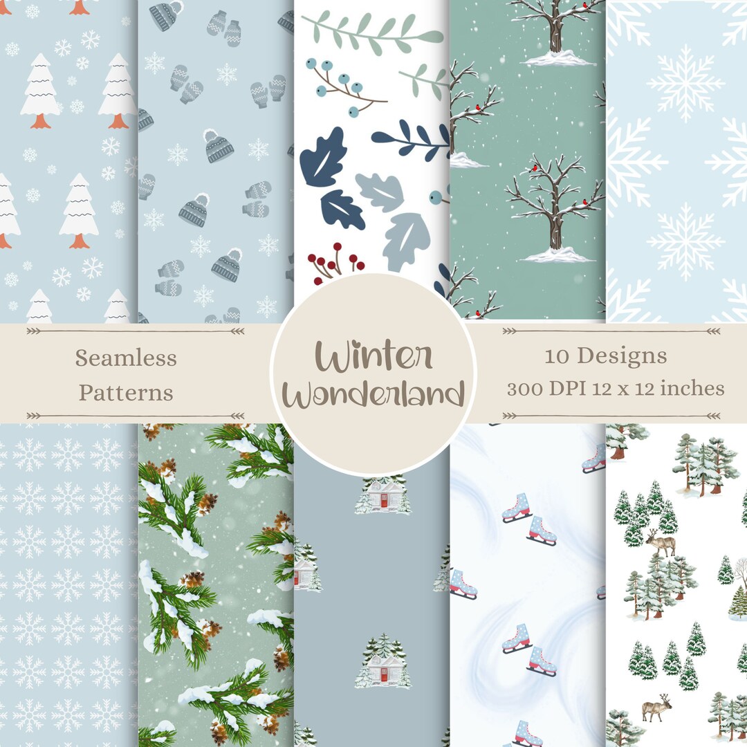 Winter Wonderland Digital Patterns | Winter Seamless Paper | Cold ...