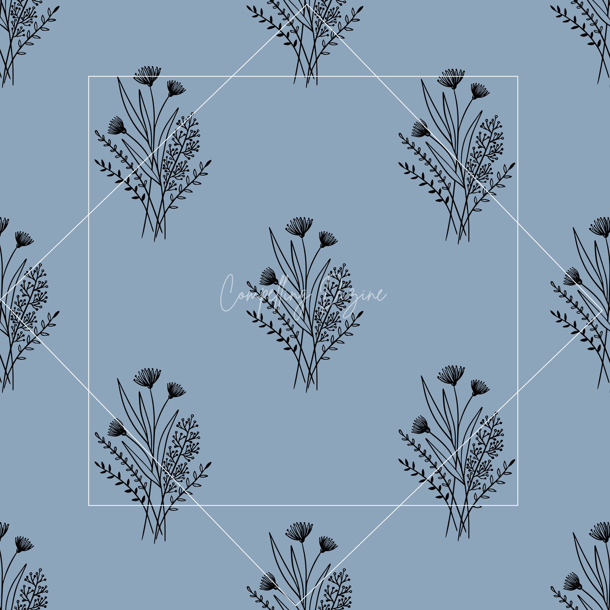 Patterns & Petals Digital Designs | Blue Floral Seamless Prints ...