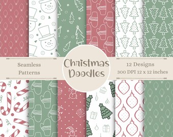 Christmas Black-white Doodle Digital Designs | Illustration Seamless ...