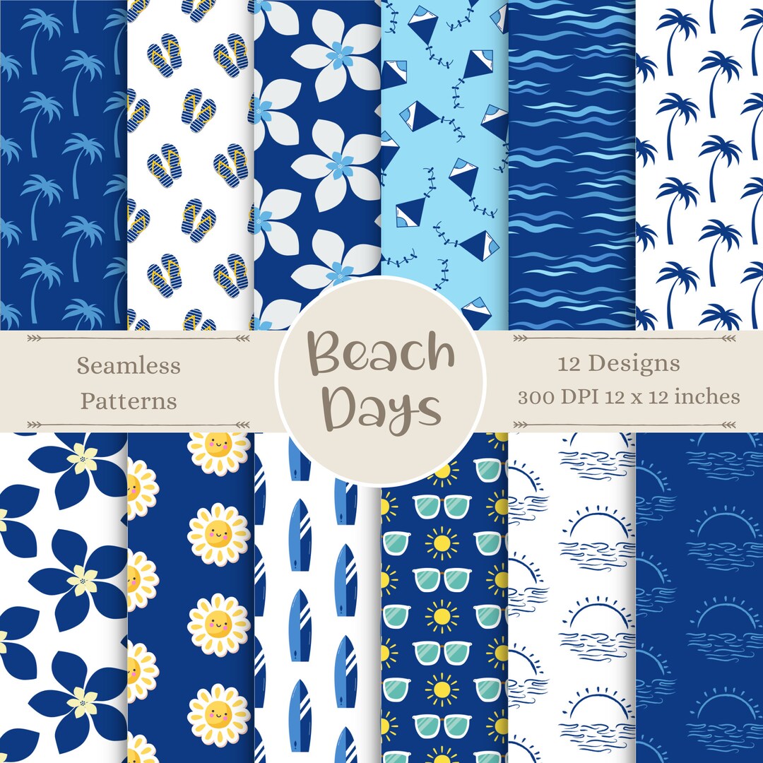 Beach Days Digital Designs | Summertime Scrapbook Craft Paper | Summer ...