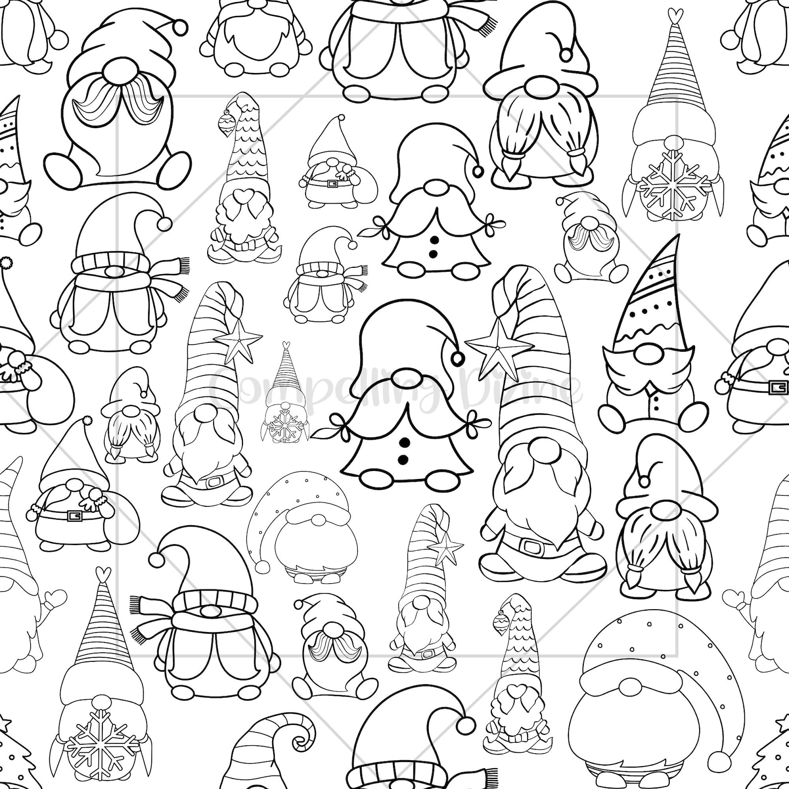 Christmas Black-white Doodle Digital Designs | Illustration Seamless ...