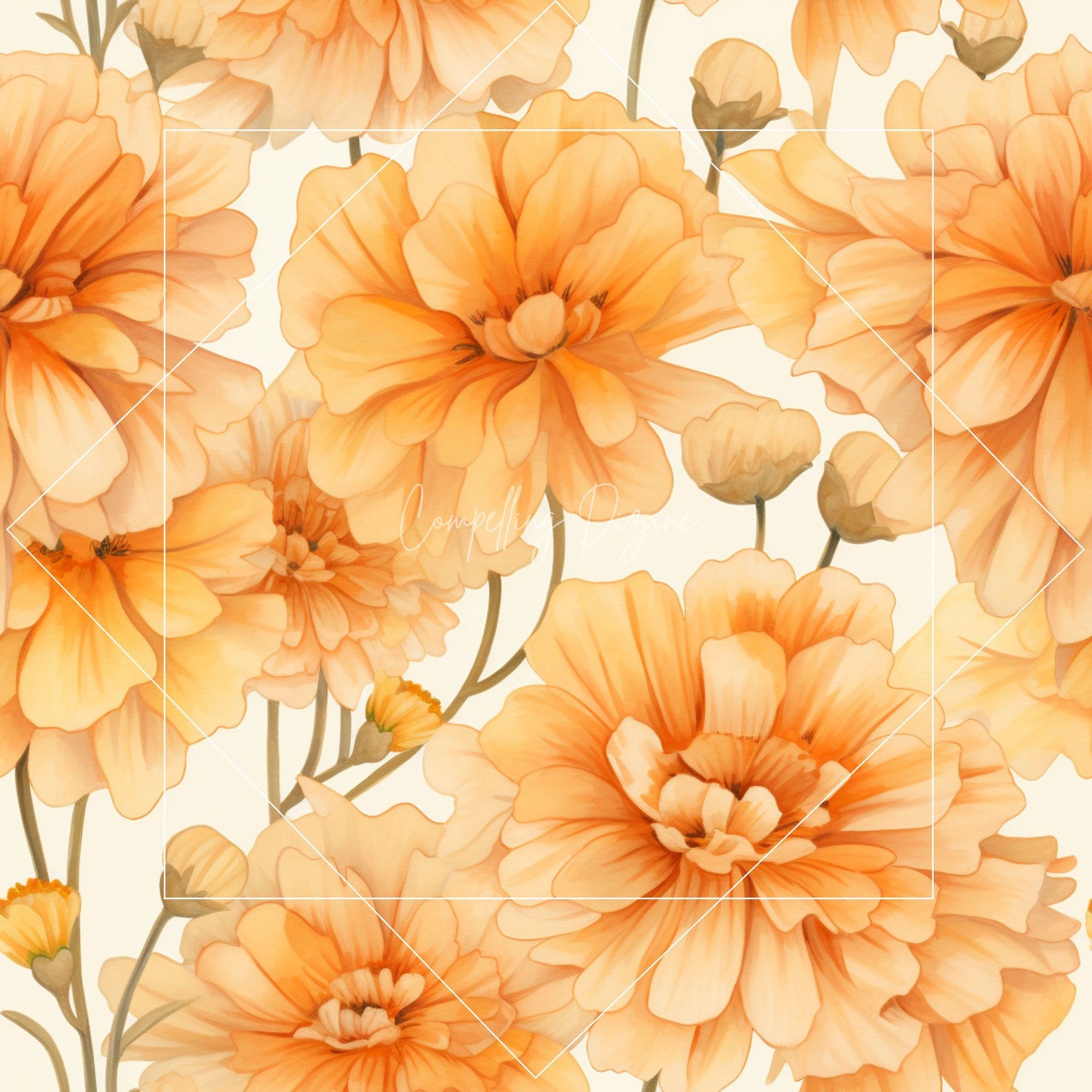 Fall Flowers Digital Patterns | Watercolor Seamless Paper | Autumn ...