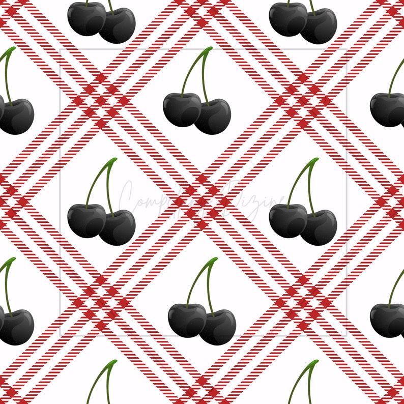 Very Cherry Digital Patterns | Cherries Seamless Paper | Scrapbook ...