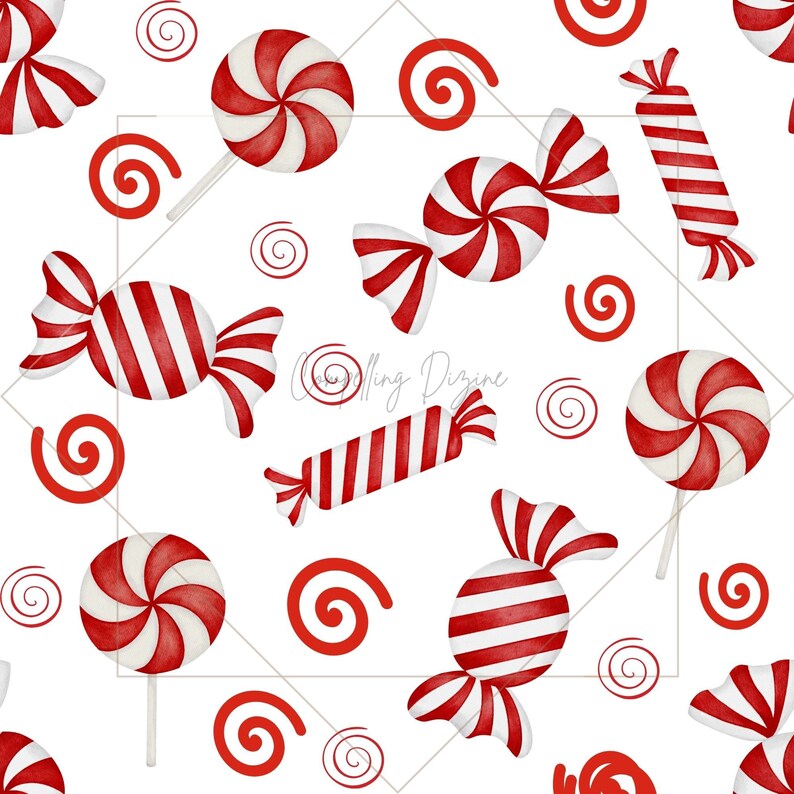 Candy Canes Digital Seamless Patterns | Peppermint Scrapbook Craft ...