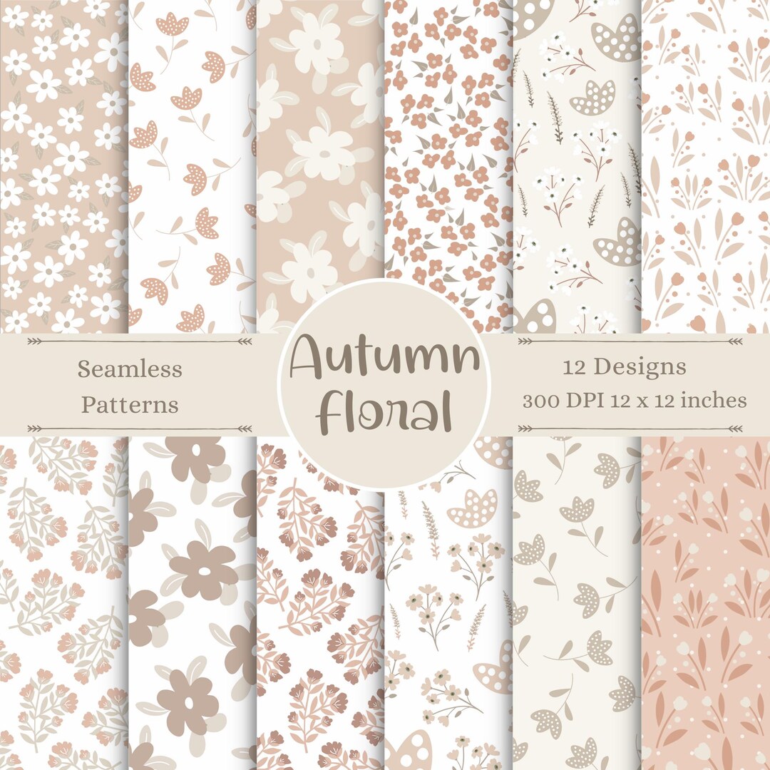 Autumn Floral Digital Designs | Flower Seamless Patterns | Muted Tone ...
