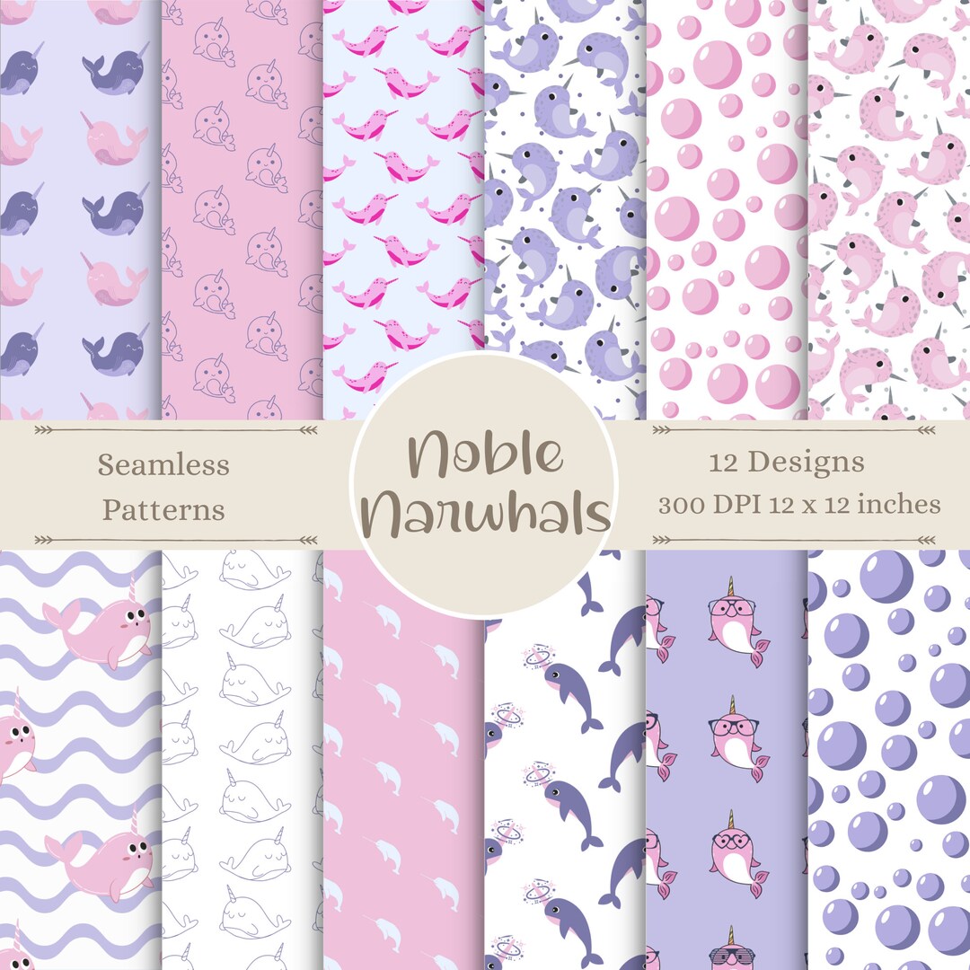Noble Narwhals Digital Designs | Whale Scrapbook Craft Paper | Marine ...