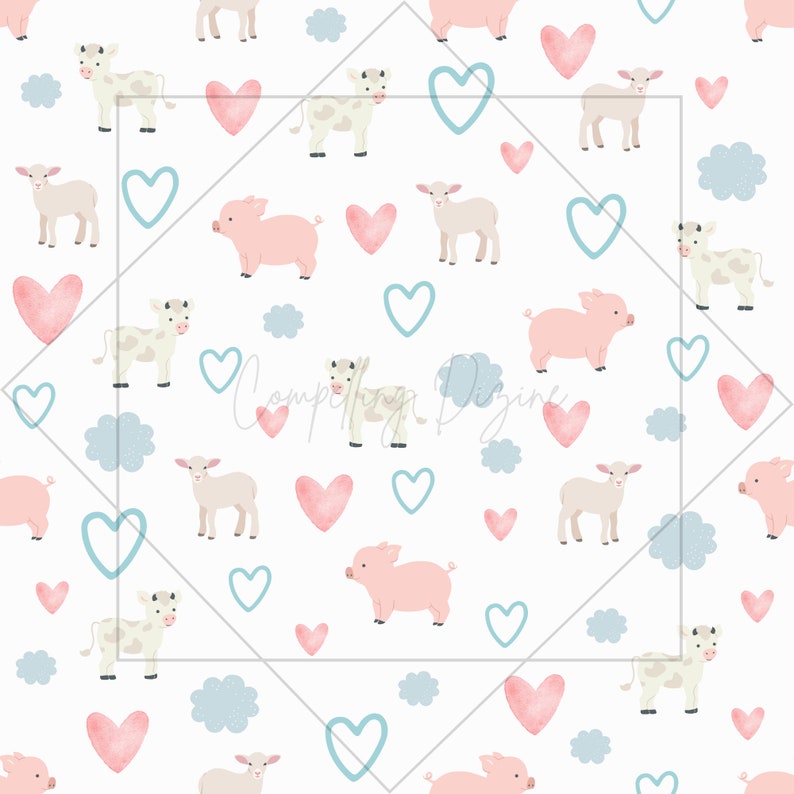 Barnyard Babies Digital Patterns | Farm Animal Seamless Paper ...