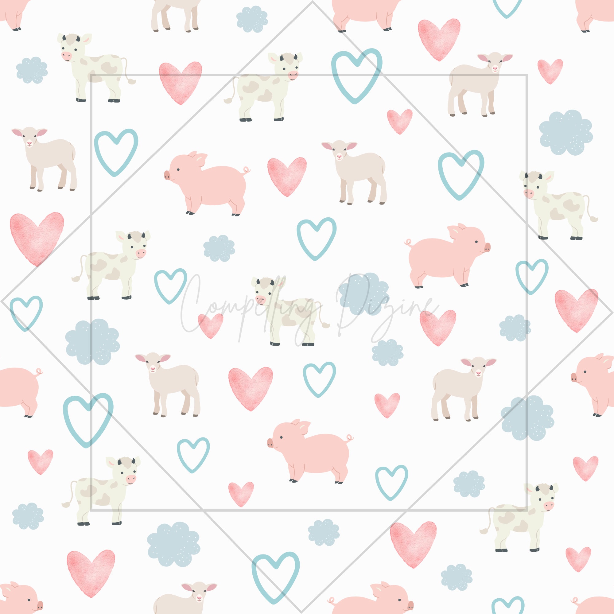 Barnyard Babies Digital Patterns | Farm Animal Seamless Paper ...