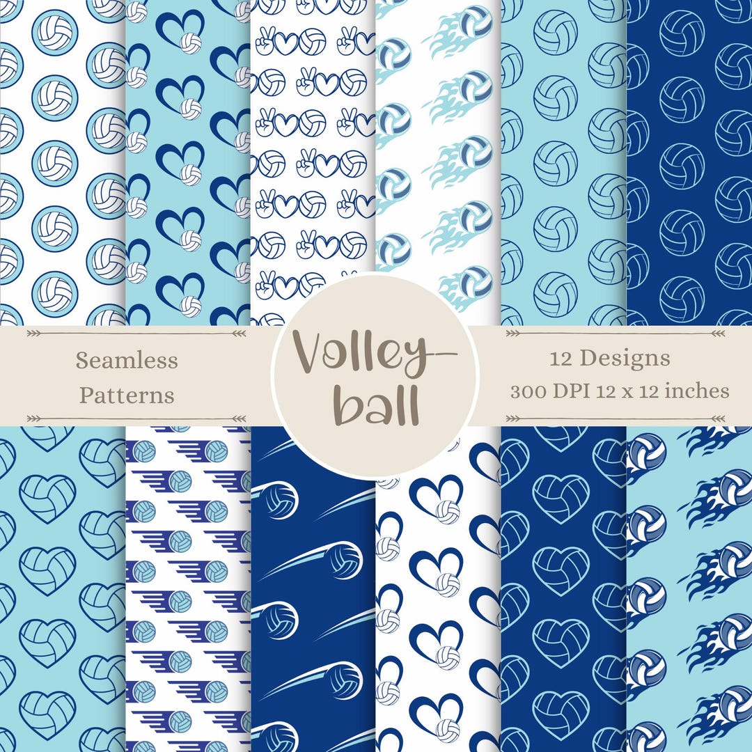 Volleyball Digital Patterns | Game Time Seamless Craft Paper | Sports ...