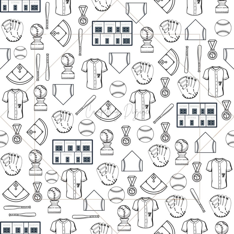 Baseball Digital Designs Bat, Ball Scrapbook Craft Paper Sports ...