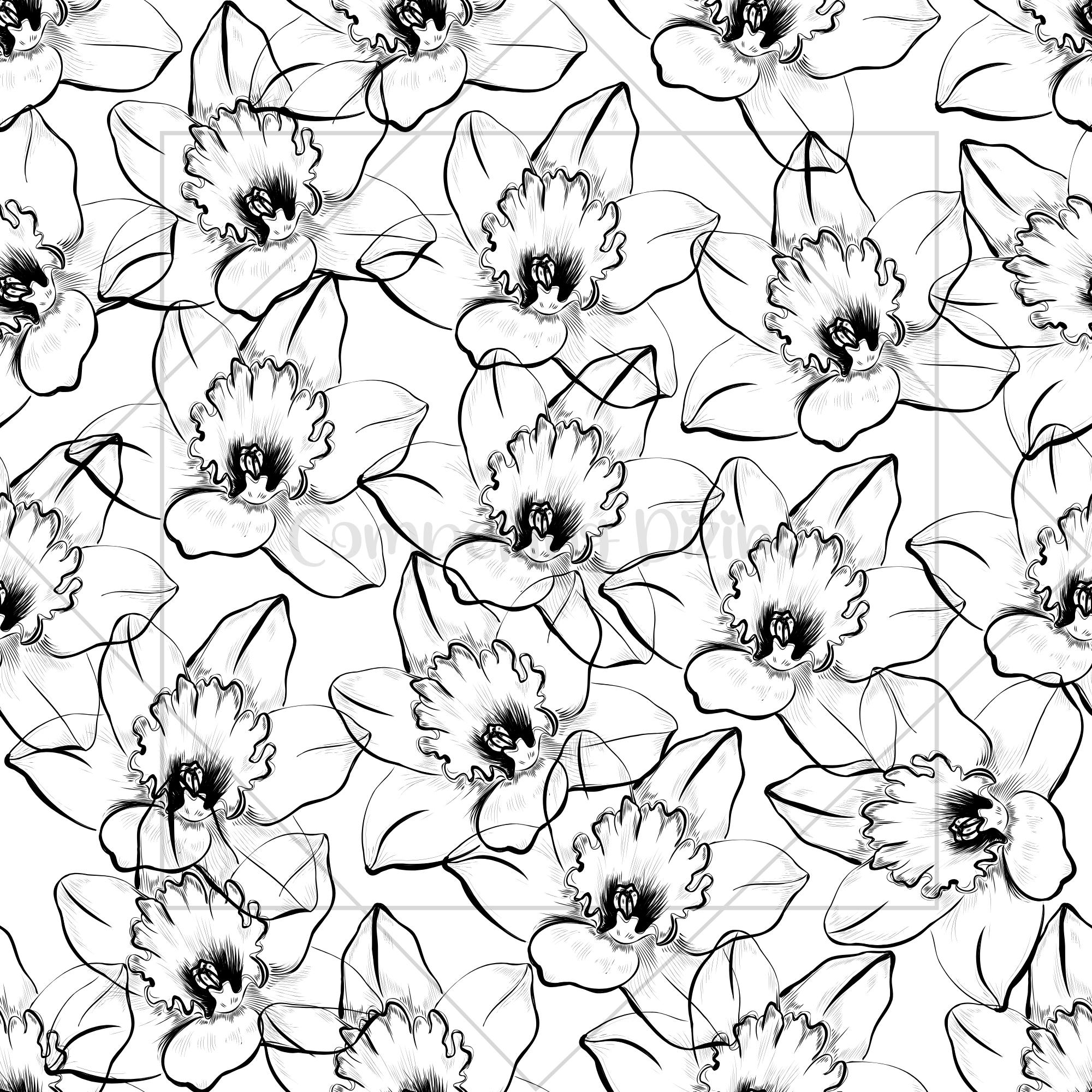 Botanicals Outline Digital Designs | Greenery Leaves Scrapbook Paper ...