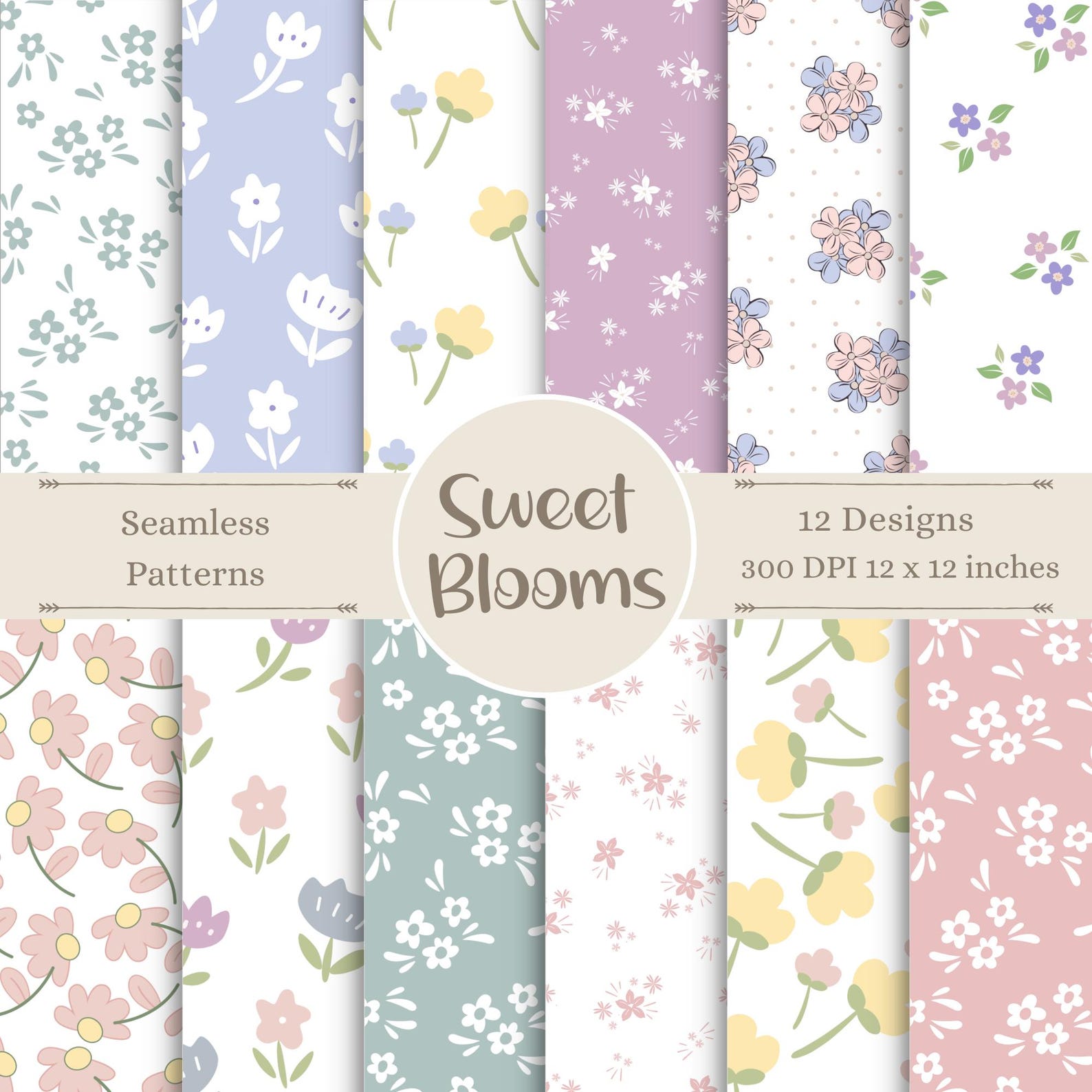 Spring Digital Patterns | Floral Seamless Paper| Sweet Bloom Scrapbook ...