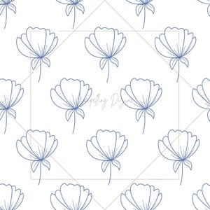 Patterns & Petals Digital Designs | Blue Floral Seamless Prints ...