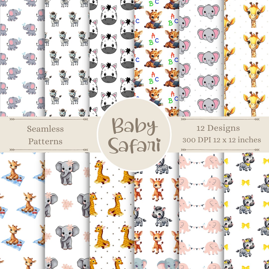 Baby Safari Digital Designs | Zebra Scrapbook Paper | Giraffe Printable ...
