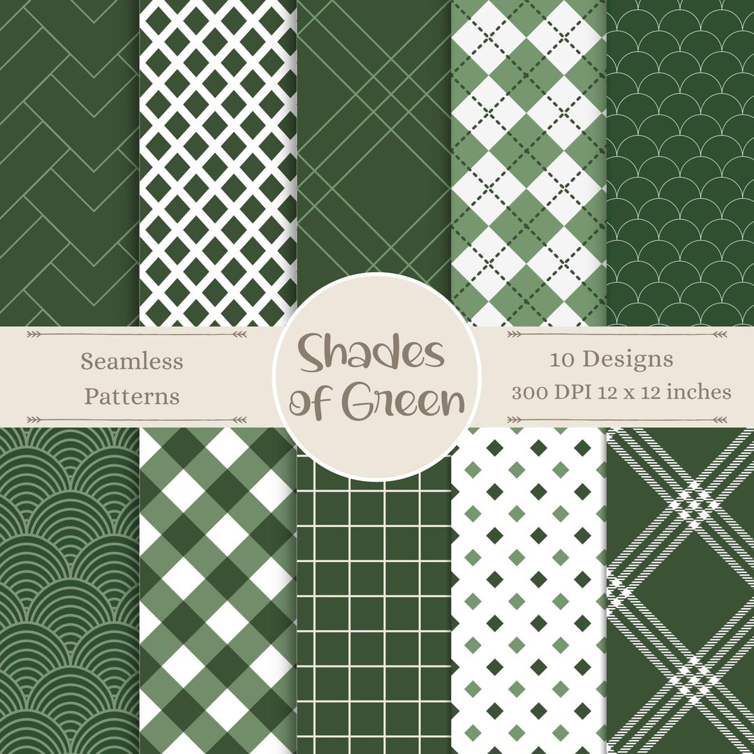 Shades of Green Digital Paper | Colorful | Seamless | Light Green Art ...