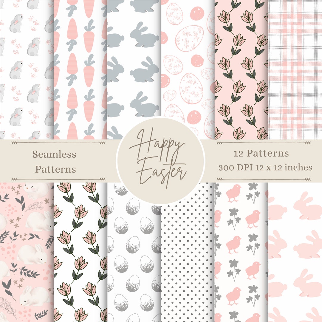 Easter Bunny Digital Patterns Chicks Seamless Paper Easter Egg ...