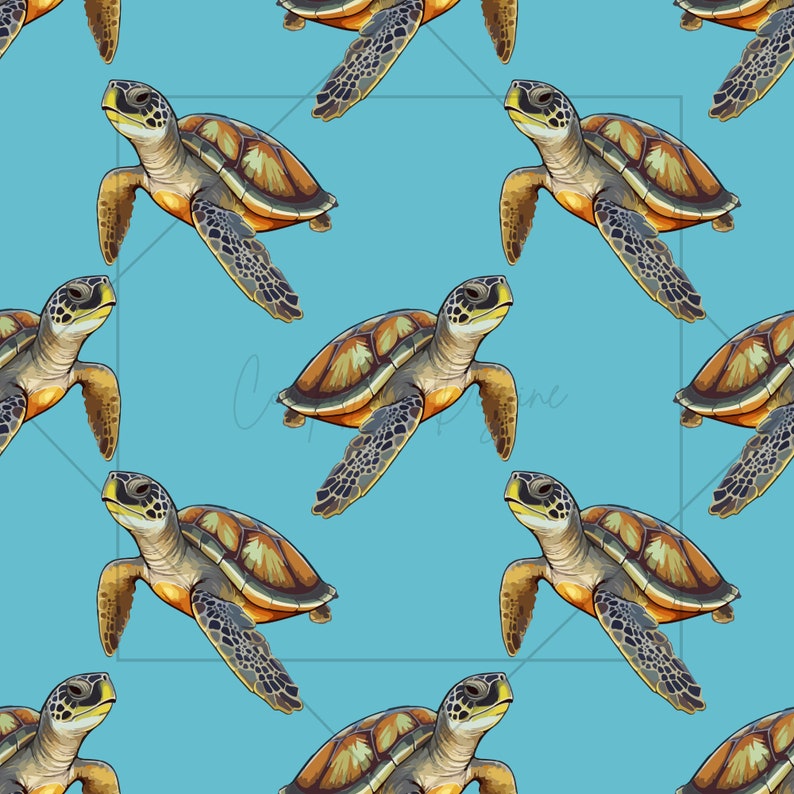 Sea Turtle Digital Designs | Sea Life Scrapbook Craft Paper | Animal ...