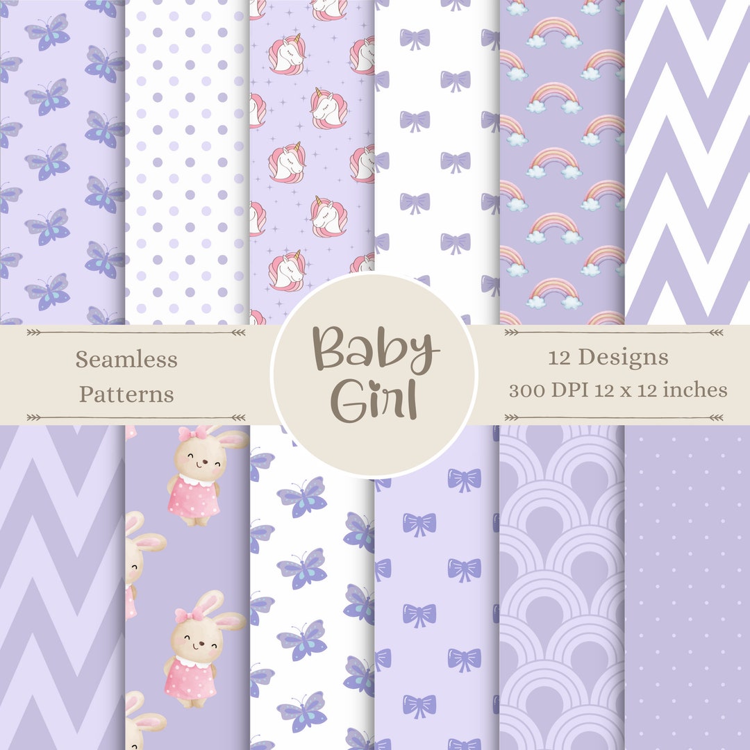 Baby Girl Digital Designs | Light Purple Infant Seamless Pattern ...