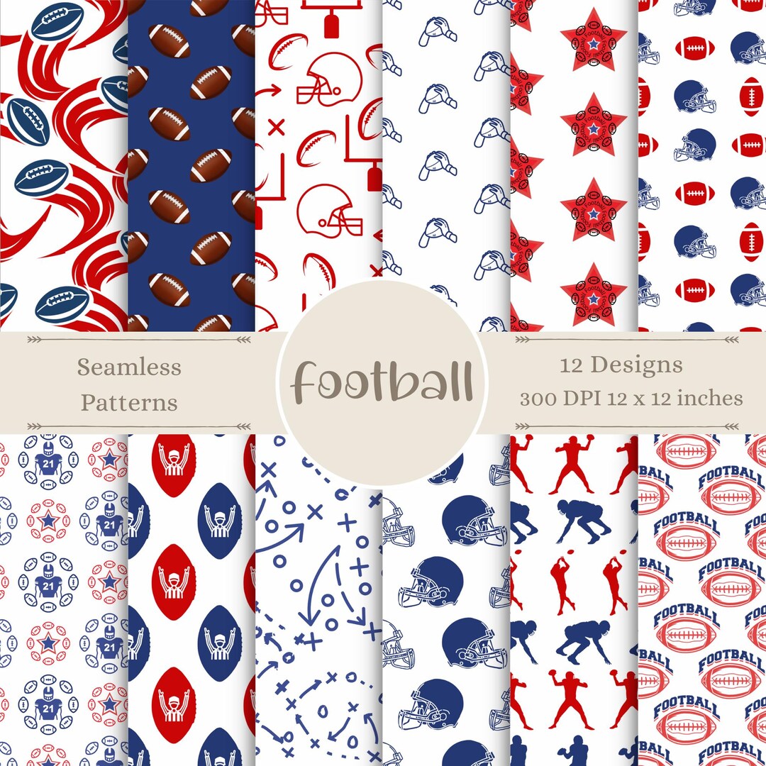 Football Digital Patterns | Game Time Seamless Paper | Sports Scrapbook ...