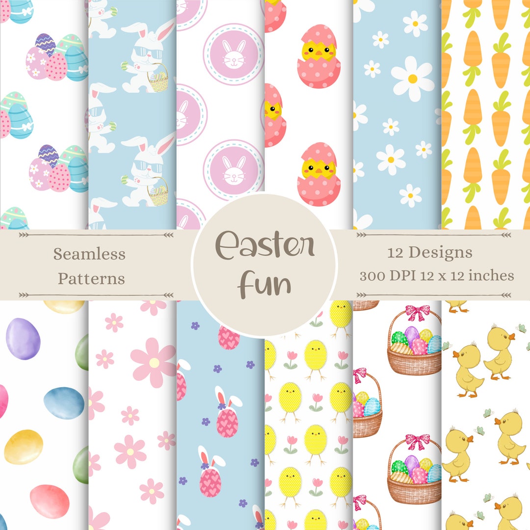 Easter Bunny Digital Patterns | Chicks Seamless Paper | Easter Egg ...