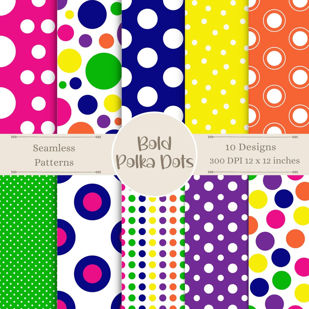 Polka Dots Bold Digital Designs | Bright Color Seamless Patterns ...