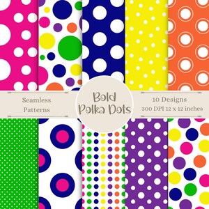 Polka Dots Bold Digital Designs | Bright Color Seamless Patterns ...