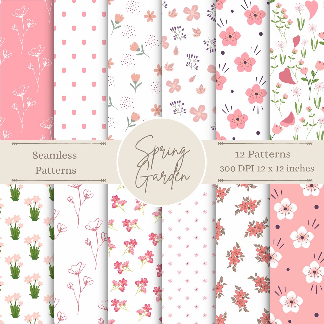 Spring Garden Digital Patterns Floral Seamless Paper Bloom Scrapbook ...