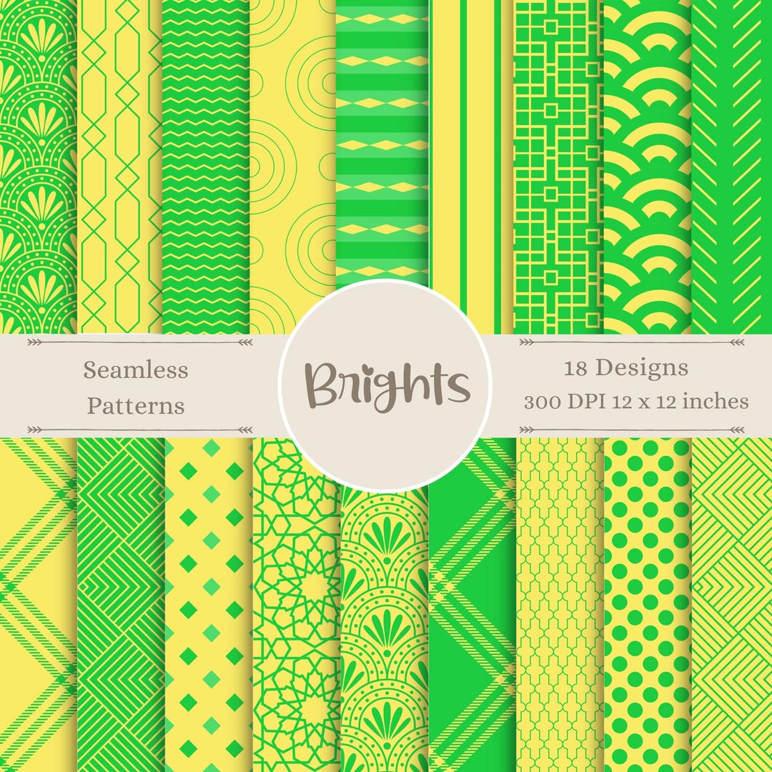 Bright Color Digital Paper | Colorful | Seamless | Green, Yellow Art ...