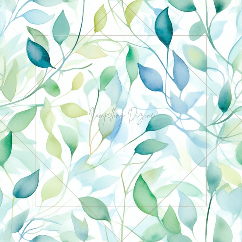 Elegant Leaves Digital Paper Watercolor Seamless Paper Floral Vine ...