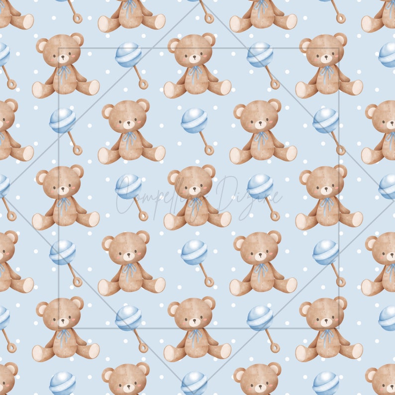 It's a Boy Digital Patterns Baby Boy Seamless Paper Blue Scrapbook ...