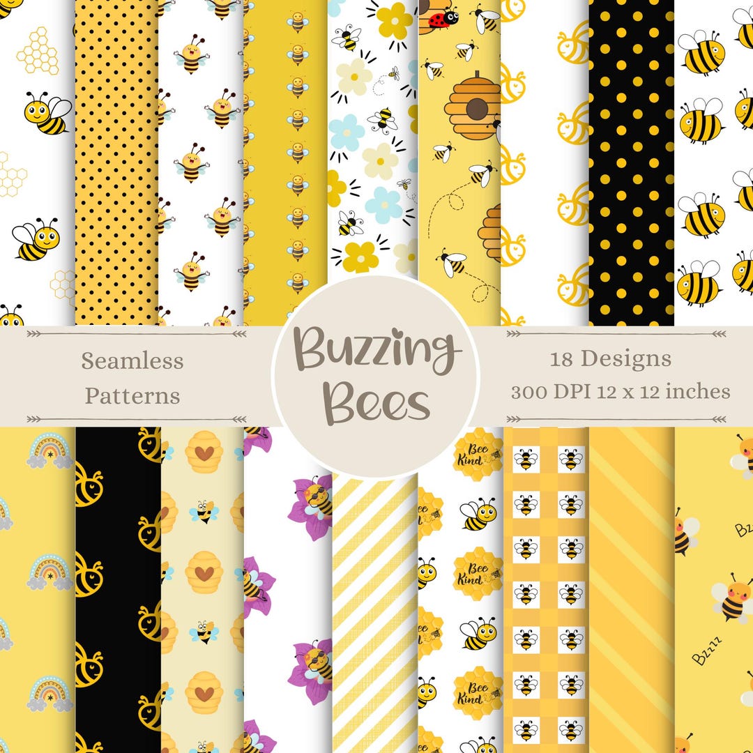 Buzzing Bee Digital Patterns | Bee Hive Seamless Paper | Scrapbook ...
