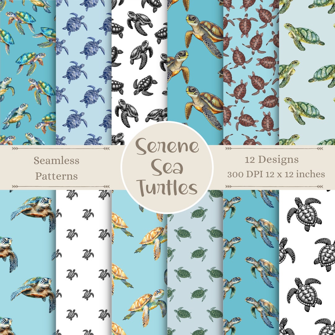 Sea Turtle Digital Designs | Sea Life Scrapbook Craft Paper | Animal ...