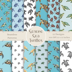Sea Turtle Digital Designs | Sea Life Scrapbook Craft Paper | Animal ...