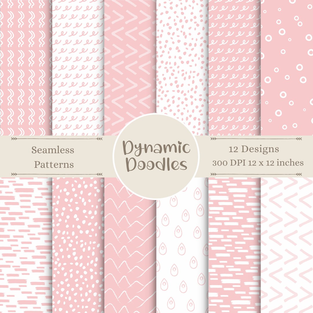Doodle Pink Digital Designs | Seamless Pattern Illustrations ...