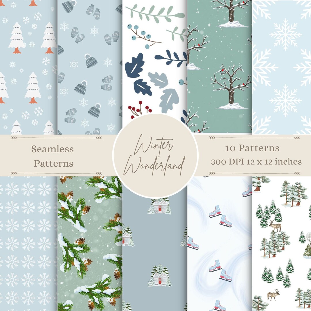 Winter Wonderland Digital Patterns Winter Seamless Paper - Etsy