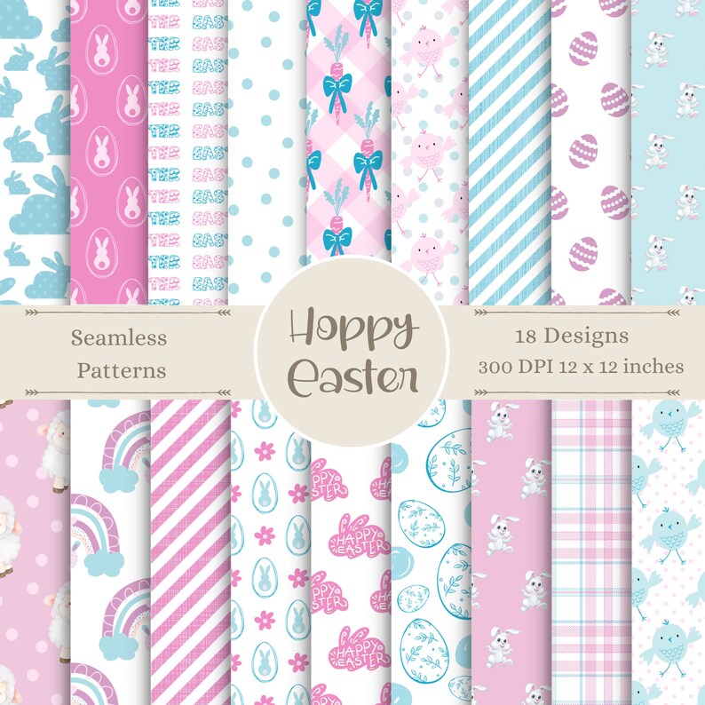 Easter Digital Patterns | Bunny Seamless Paper | Scrapbook Prints ...