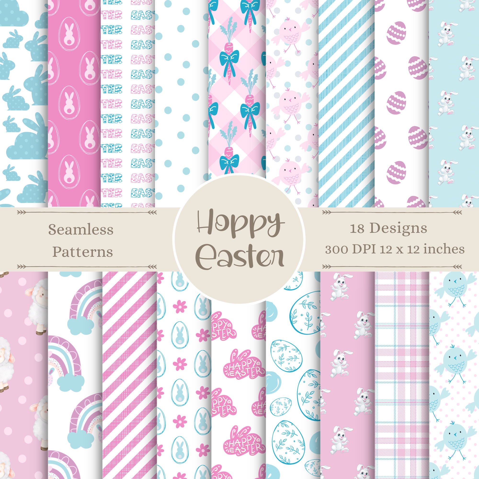 Easter Digital Patterns | Bunny Seamless Paper | Scrapbook Prints ...