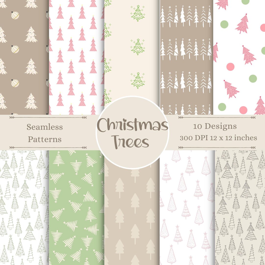 Christmas Tree Digital Seamless Patterns | Holiday Scrapbook Craft ...