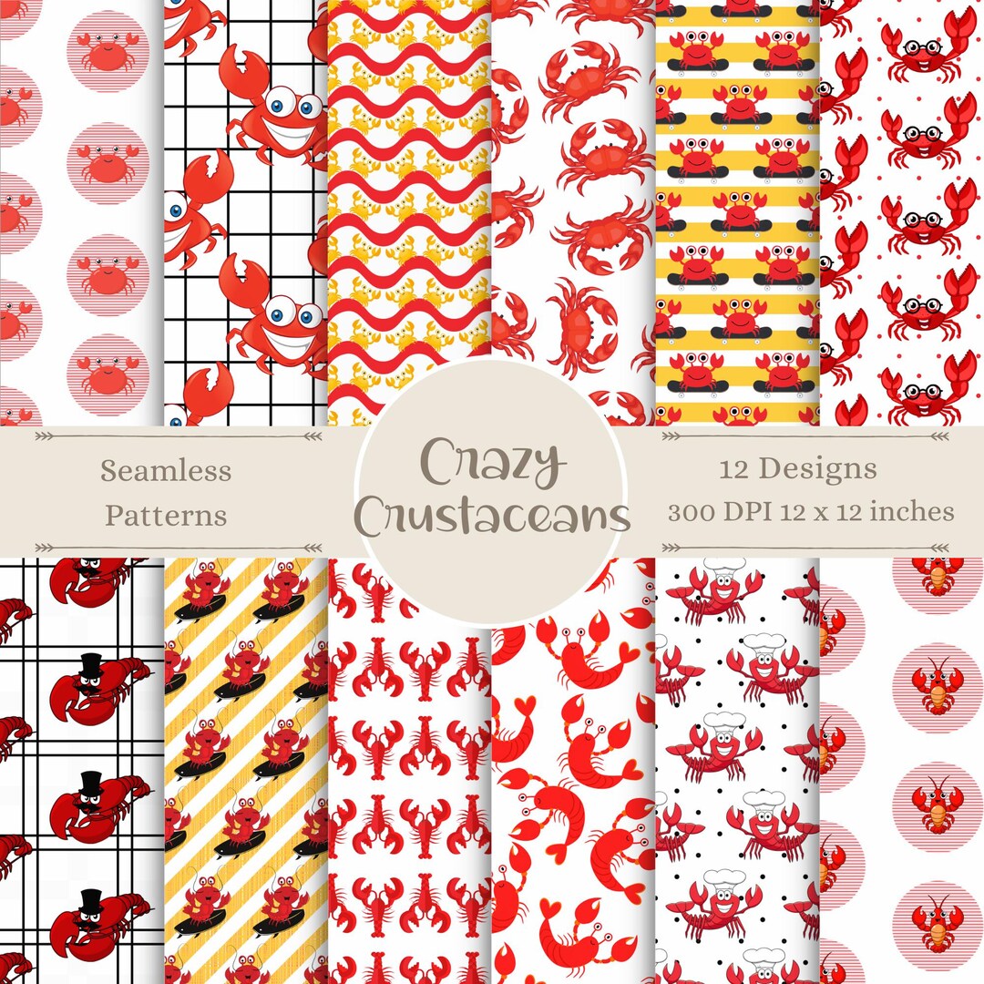 Crustaceans Digital Designs | Sea Life Scrapbook Craft Paper | Crab ...