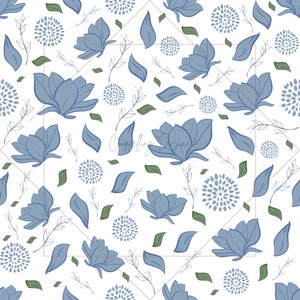 Patterns & Petals Digital Designs | Blue Floral Seamless Prints ...