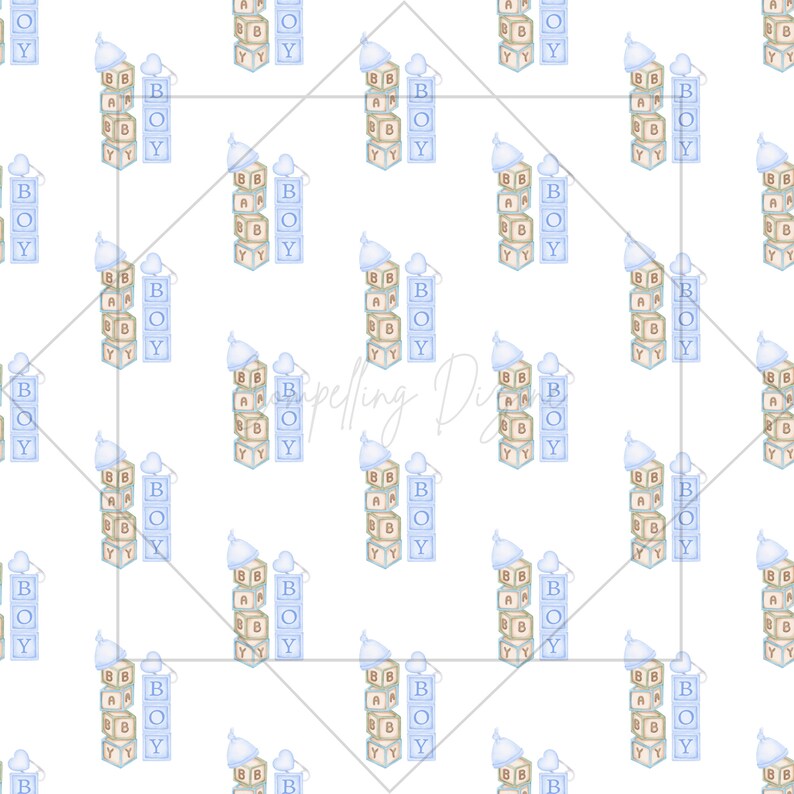It's a Boy Digital Patterns Baby Boy Seamless Paper Blue Scrapbook ...