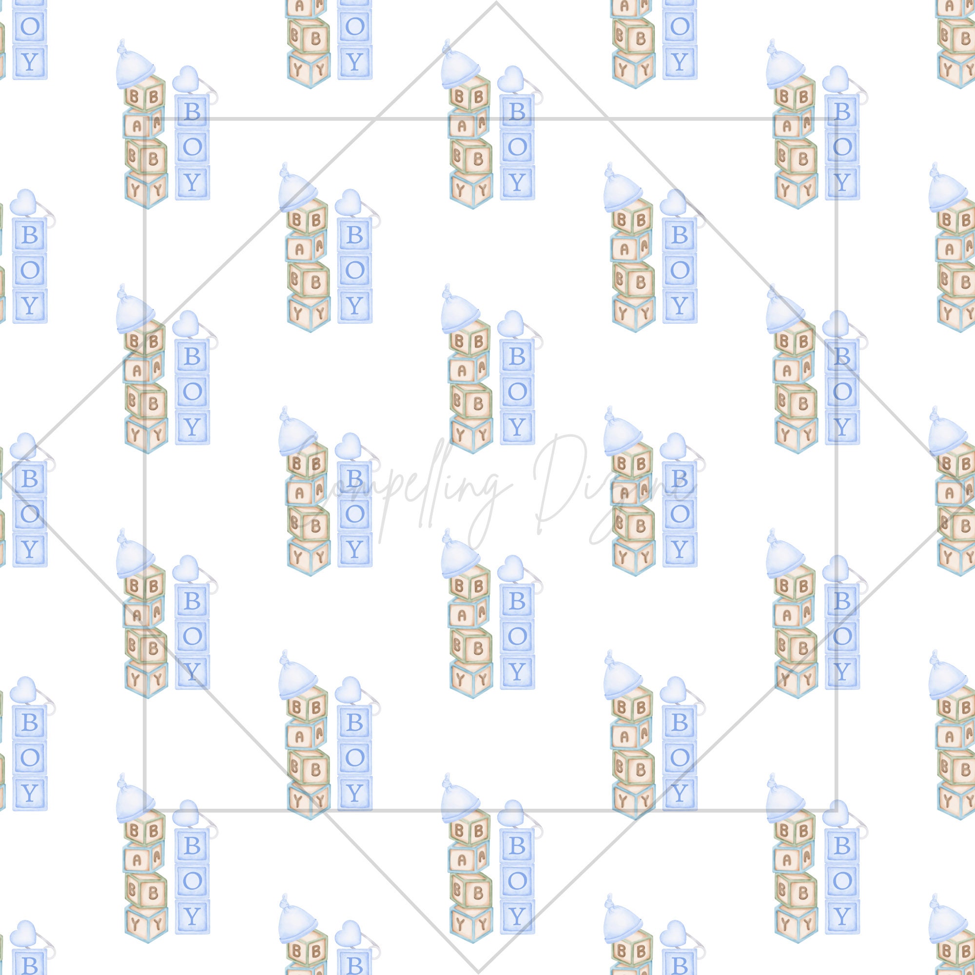 It's a Boy Digital Patterns Baby Boy Seamless Paper Blue Scrapbook ...