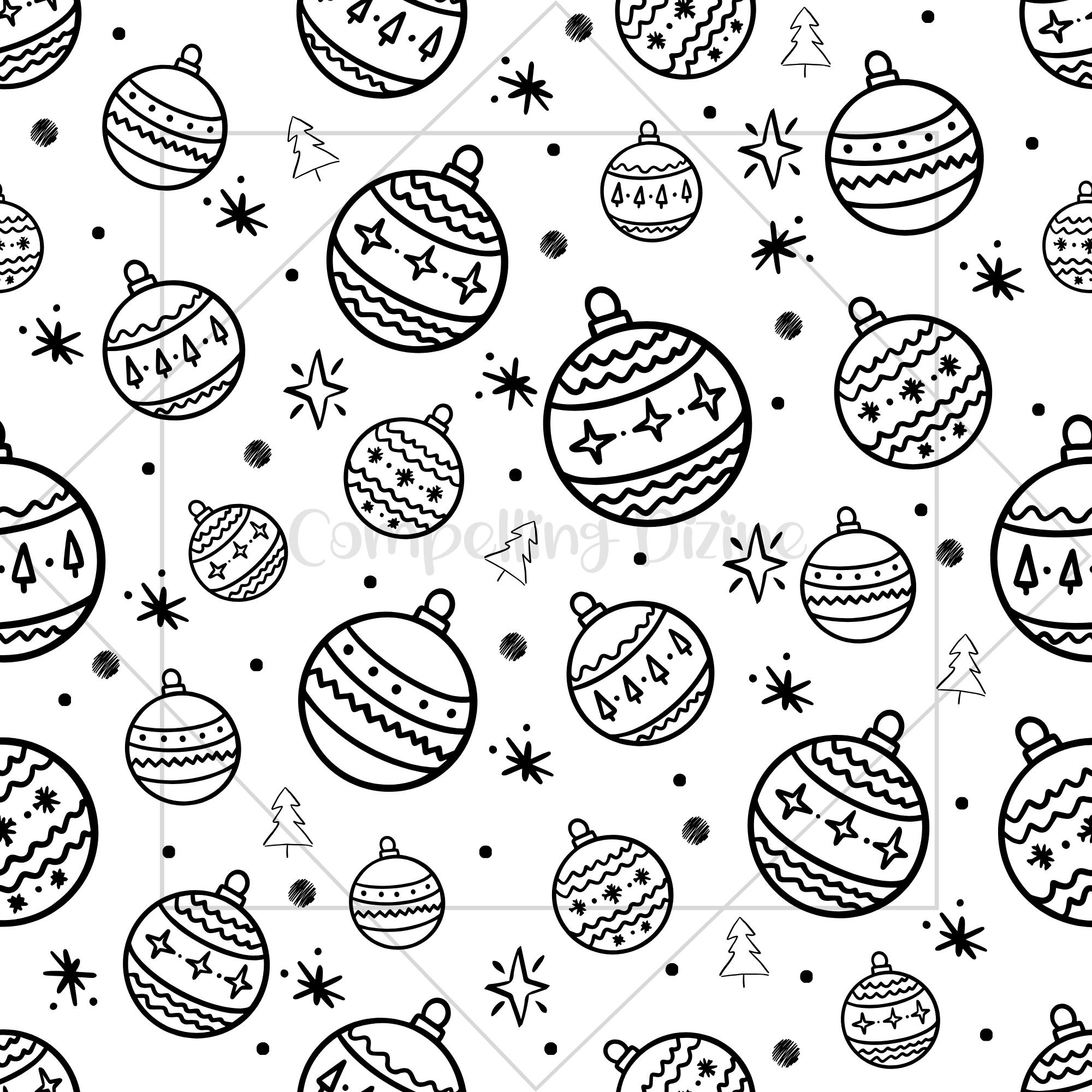Christmas Black-white Doodle Digital Designs | Illustration Seamless ...
